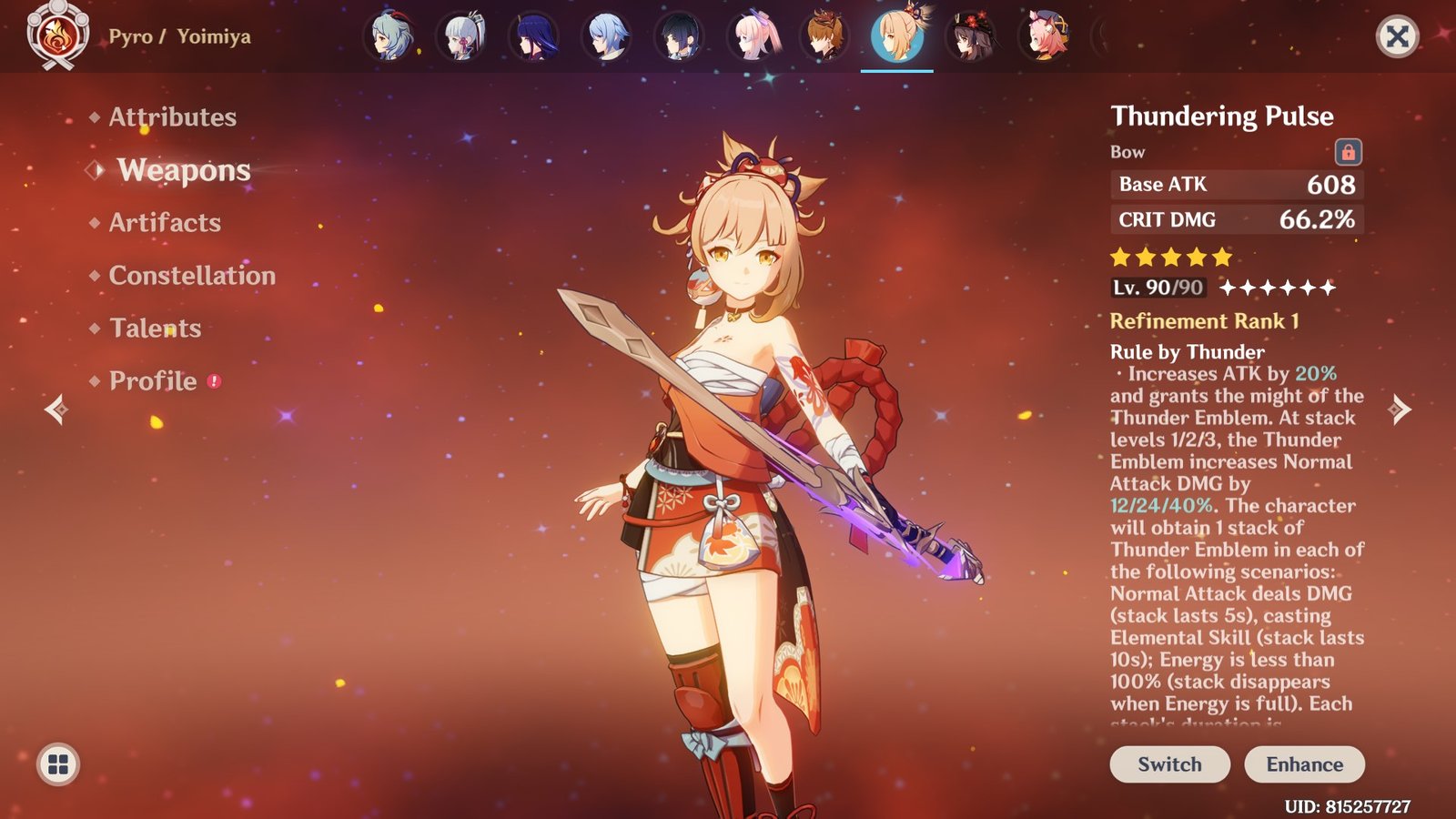 Genshin Impact Best Yoimiya build: Artifacts, Weapons and more - Backdash