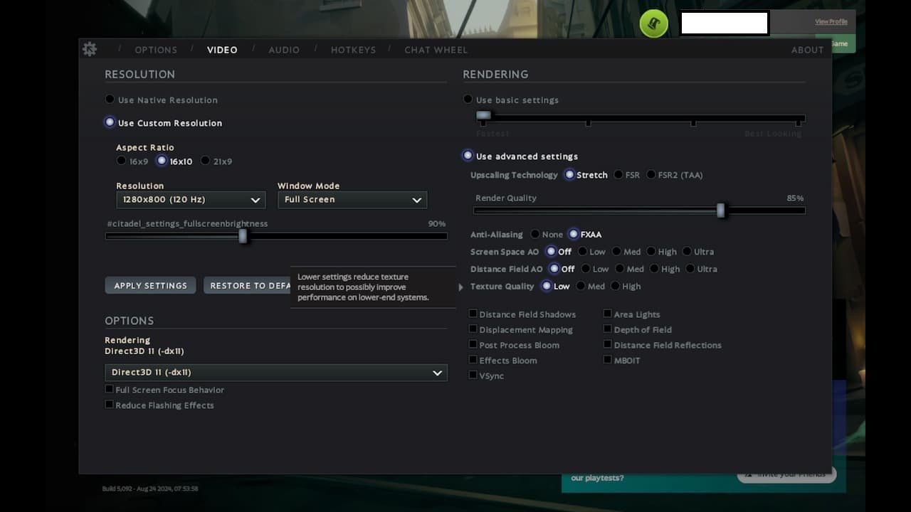Best Deadlock settings for Steam Deck | Backdash